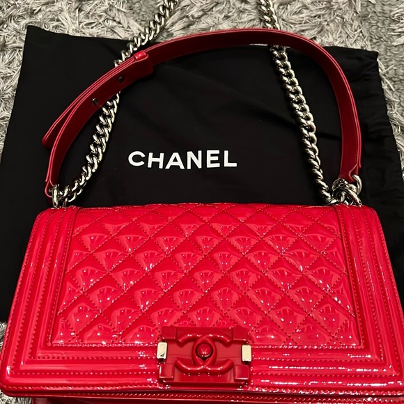 Bags | Patent Leather Red Chanel Bag | Poshmark